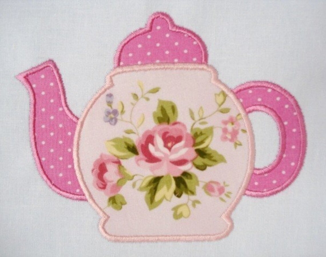 Teapot Machine Embroidery Applique Design 4x4 and 5x7 - Etsy Australia