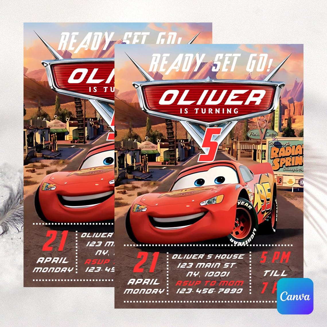 Lightning Mcqueen Birthday Invitation | Kids Cars Birthday Invitation ...