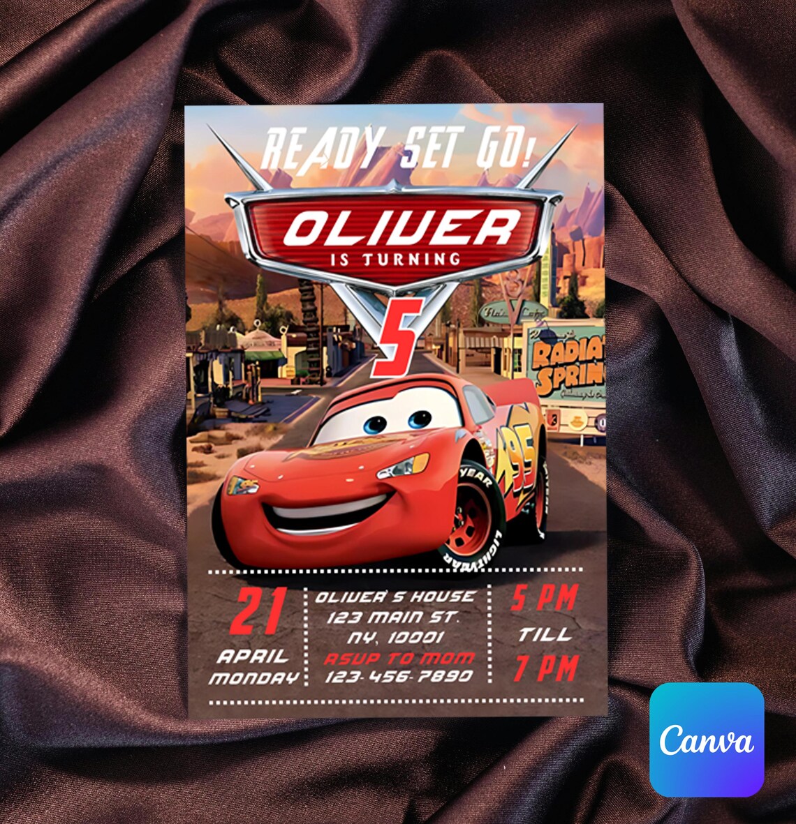 Lightning Mcqueen Birthday Invitation | Kids Cars Birthday Invitation ...