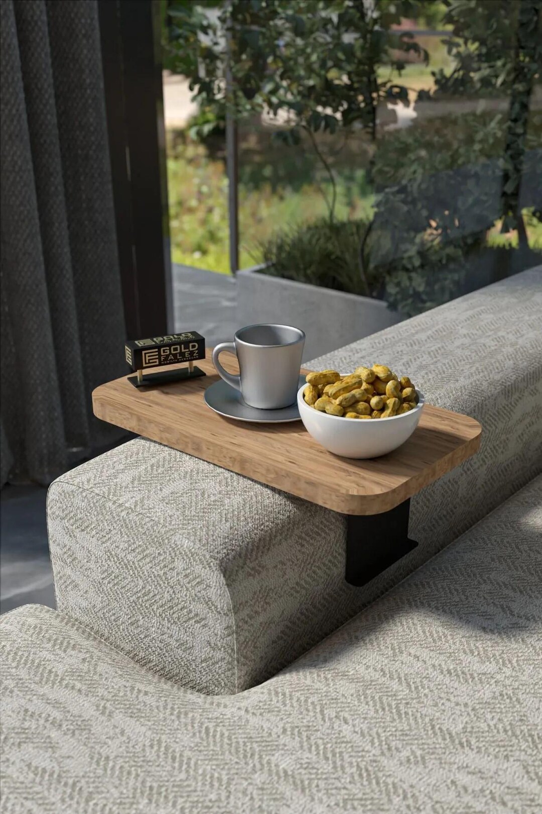 Couch Arm Rest Table, Adjustable Modern Wood Armrest Table, Simply Sofa ...