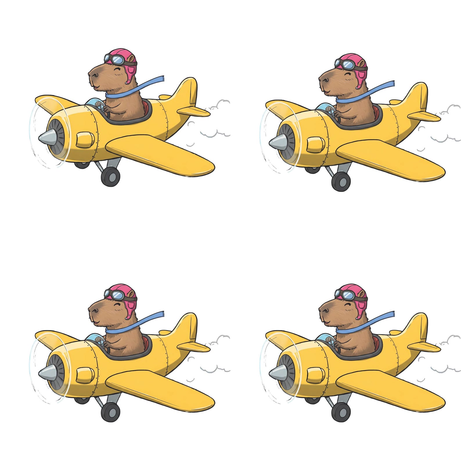 Capybara Sticker Cute Capybara Flying, Plane Animal Decal Wall Sticker ...