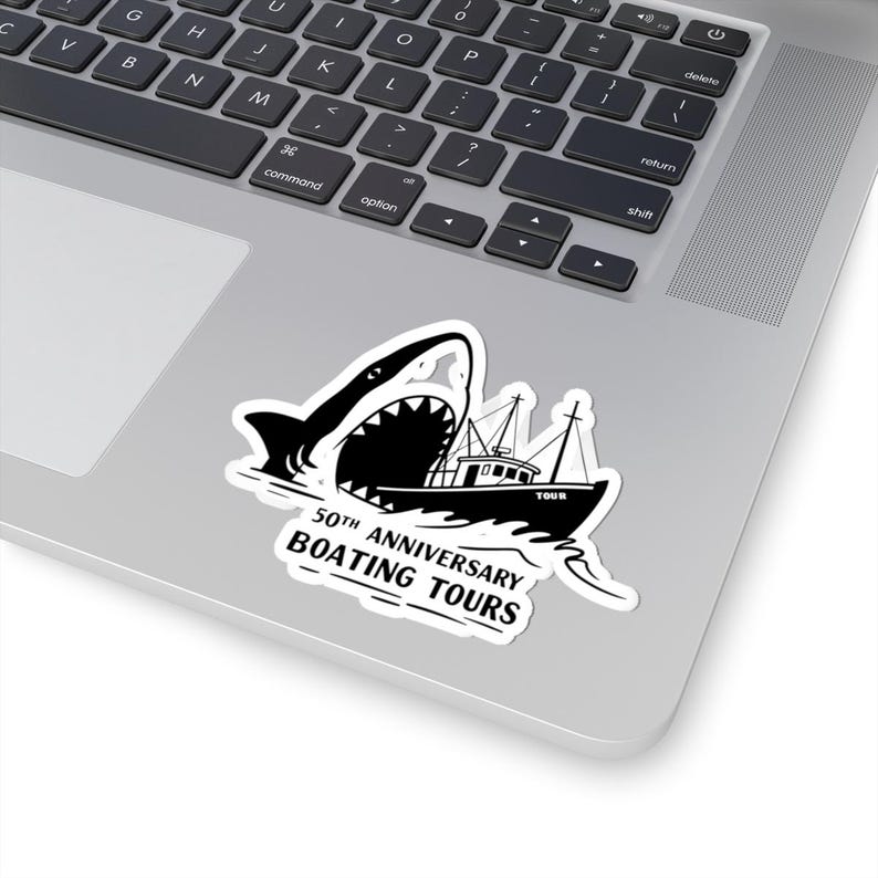 Shark Attack Stickers, Funny Jaws Movie Theme, Boating Tour Anniversary ...