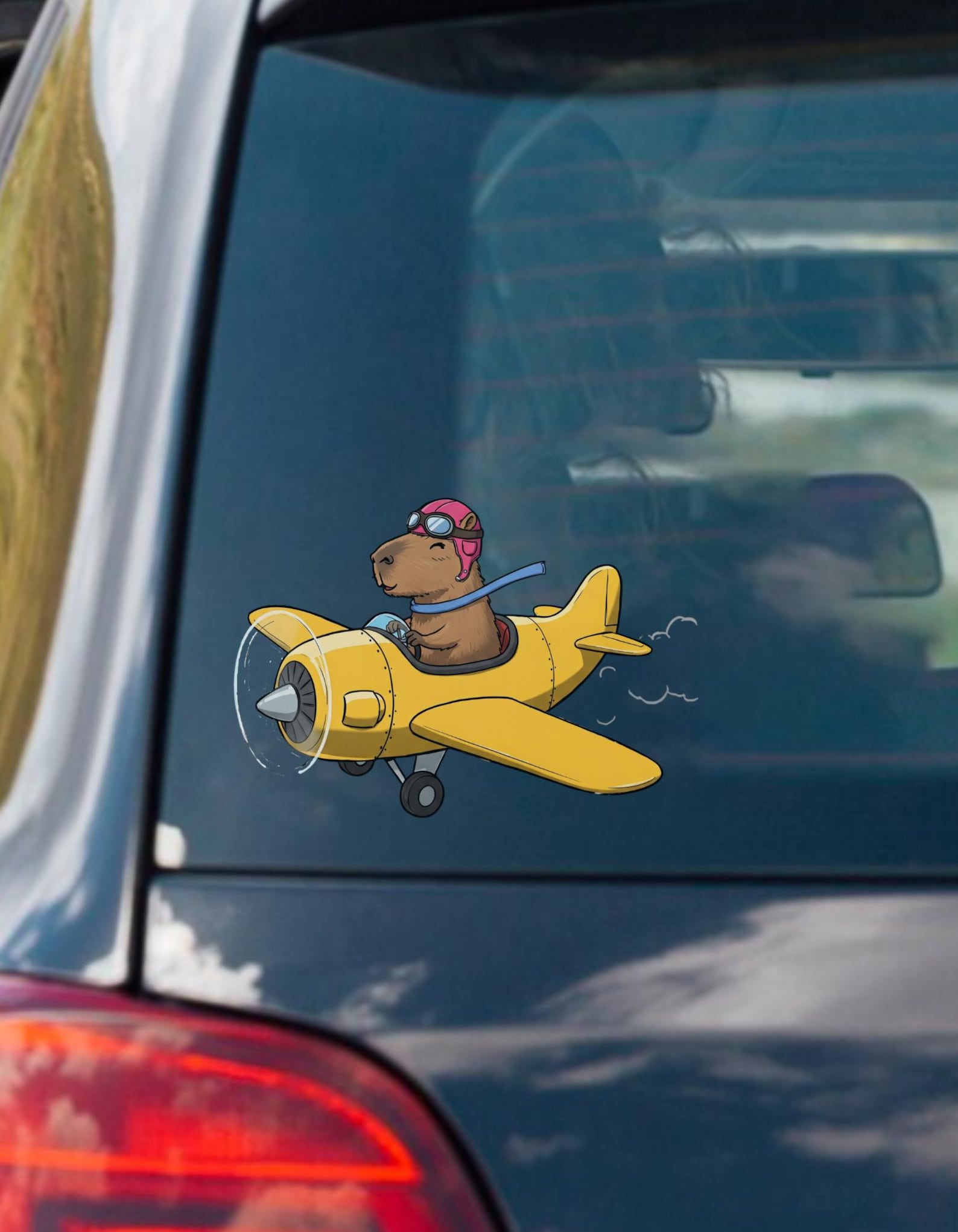 Capybara Sticker Cute Capybara Flying, Plane Animal Decal Wall Sticker ...