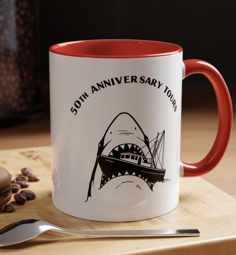 Coffee Mug, Shark With Jaws 50th Anniversary Mug Perfect Gift for Movie ...
