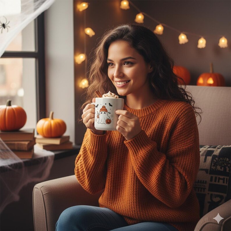 Spooky Ghost Coffee Mug - Halloween Mug, Autumn Tea Cup, Cute Gift for ...