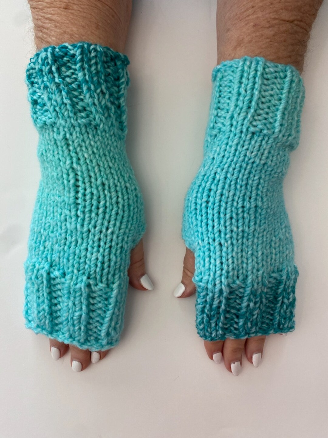 Hand Knit Bulky Fingerless Mittens/texting Gloves - Wrist Warmers ...