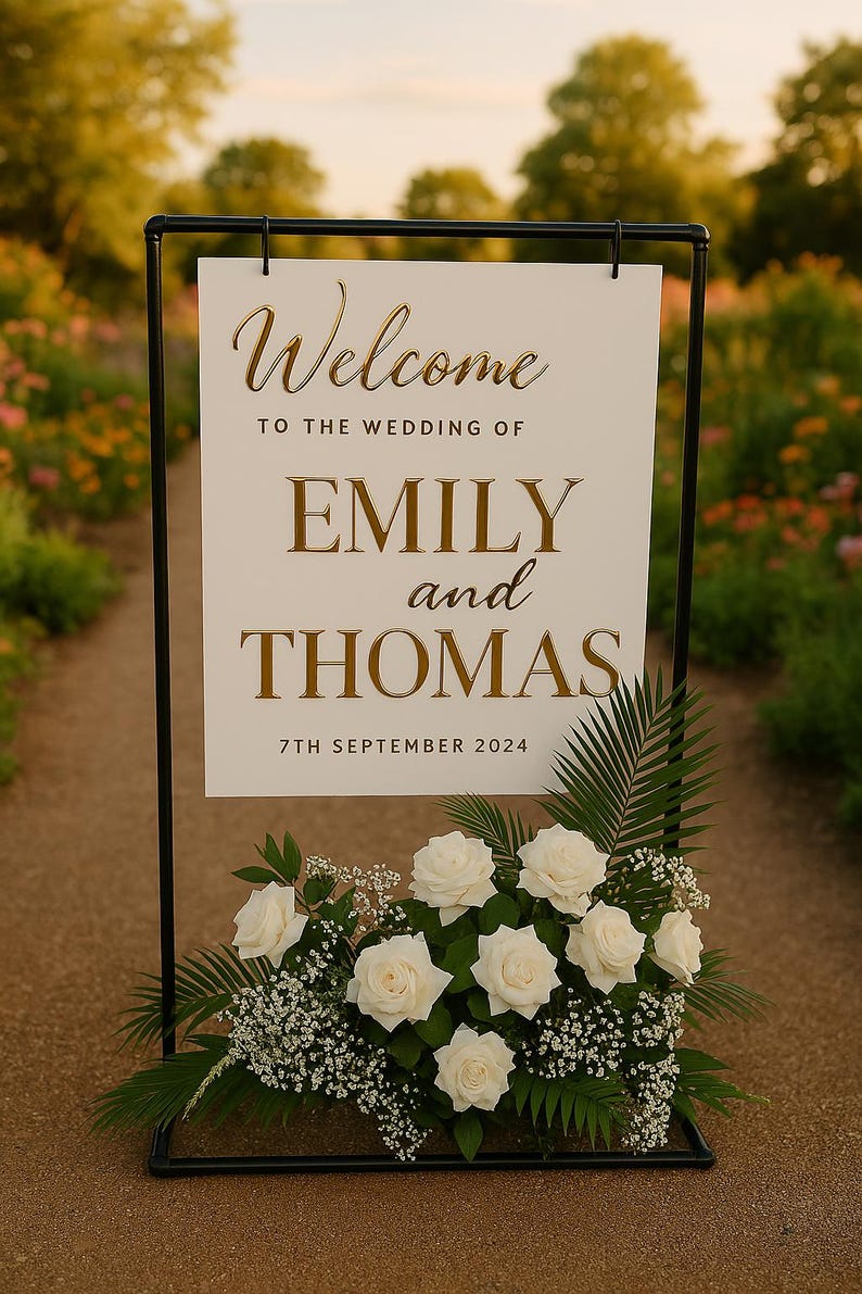 Acrylic Wedding Welcome Sign With 3D Mirror Names - Luxury Wedding ...