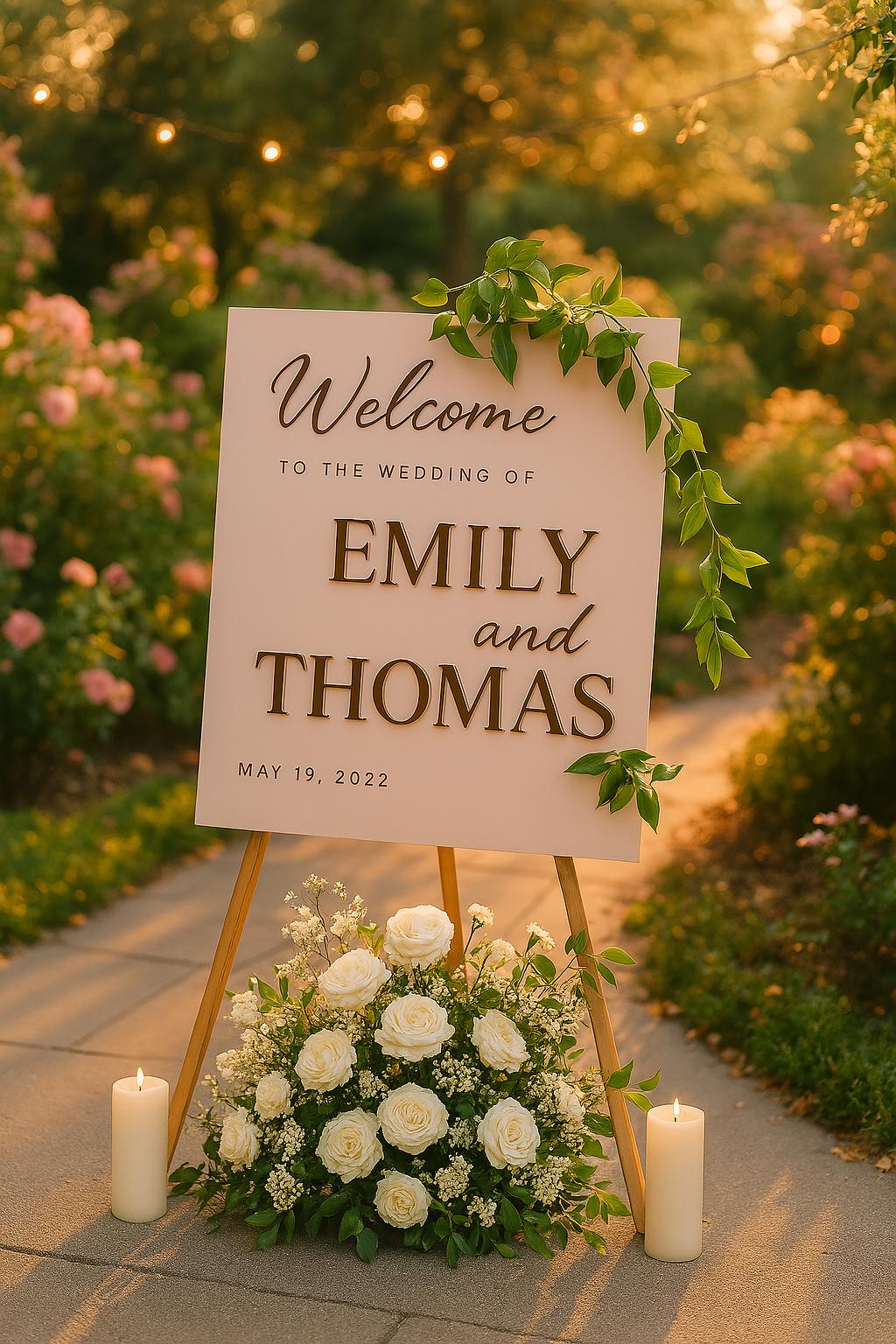 Acrylic Wedding Welcome Sign With 3D Mirror Names - Luxury Wedding ...