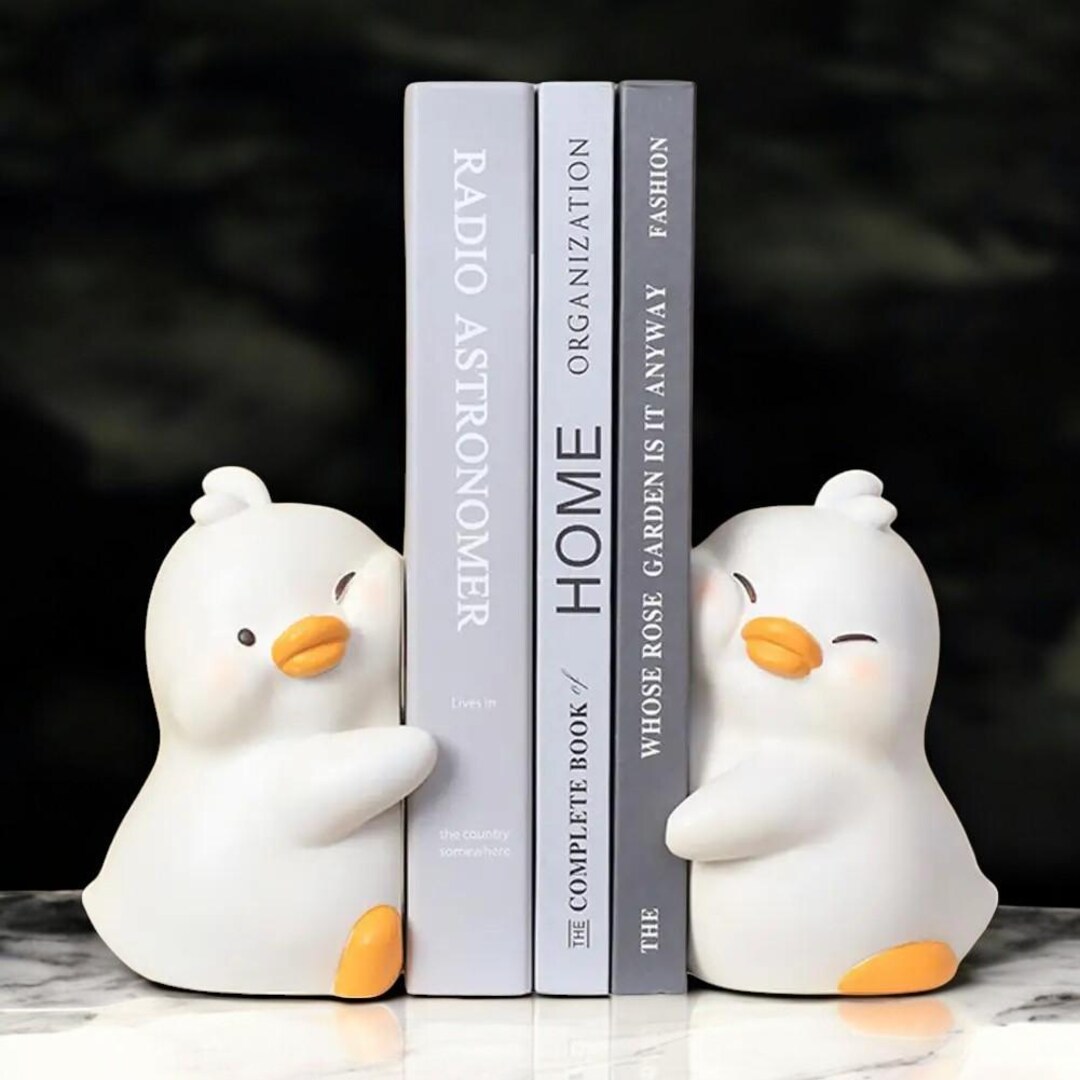 Cartoon Duck and Elephant Bookends - Resin Animal Ornament for Home or ...