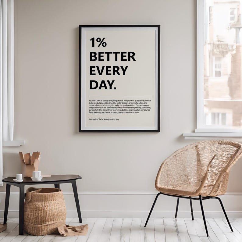 Printable Motivational Poster – 1% Better Daily Inspirational Quote ...