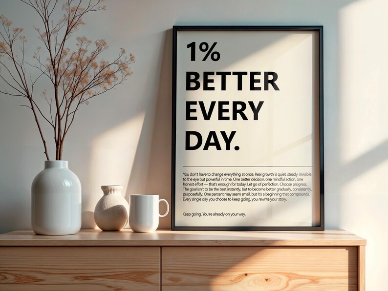 Printable Motivational Poster – 1% Better Daily Inspirational Quote ...