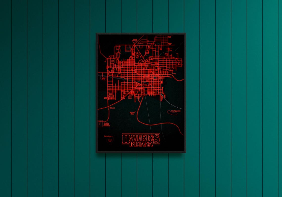 Stranger Things Hawkins Map Printable Poster, Digital Download With 20 ...