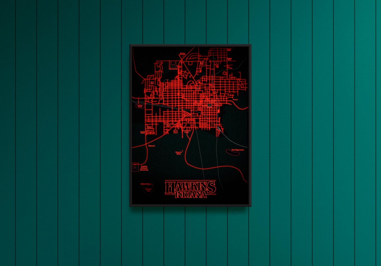 Stranger Things Hawkins Map Printable Poster, Digital Download With 20+ Locations, PDF & PNG ...