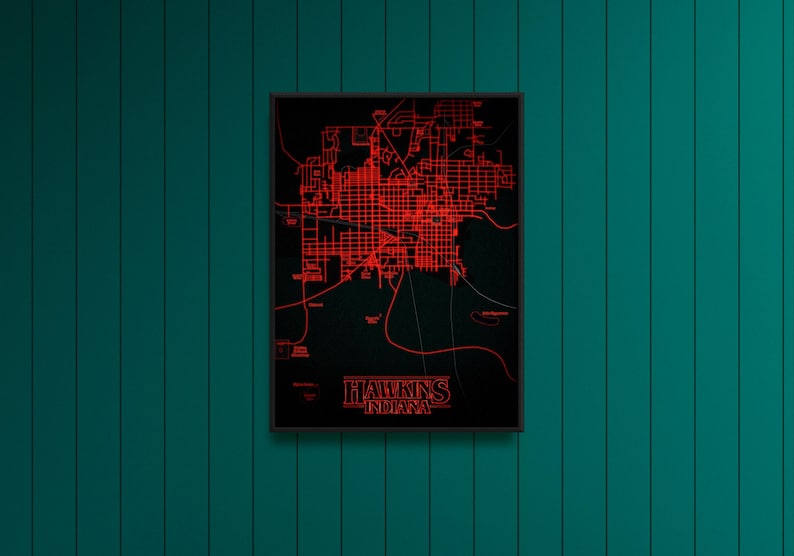 Stranger Things Hawkins Map Printable Poster, Digital Download With 20 ...