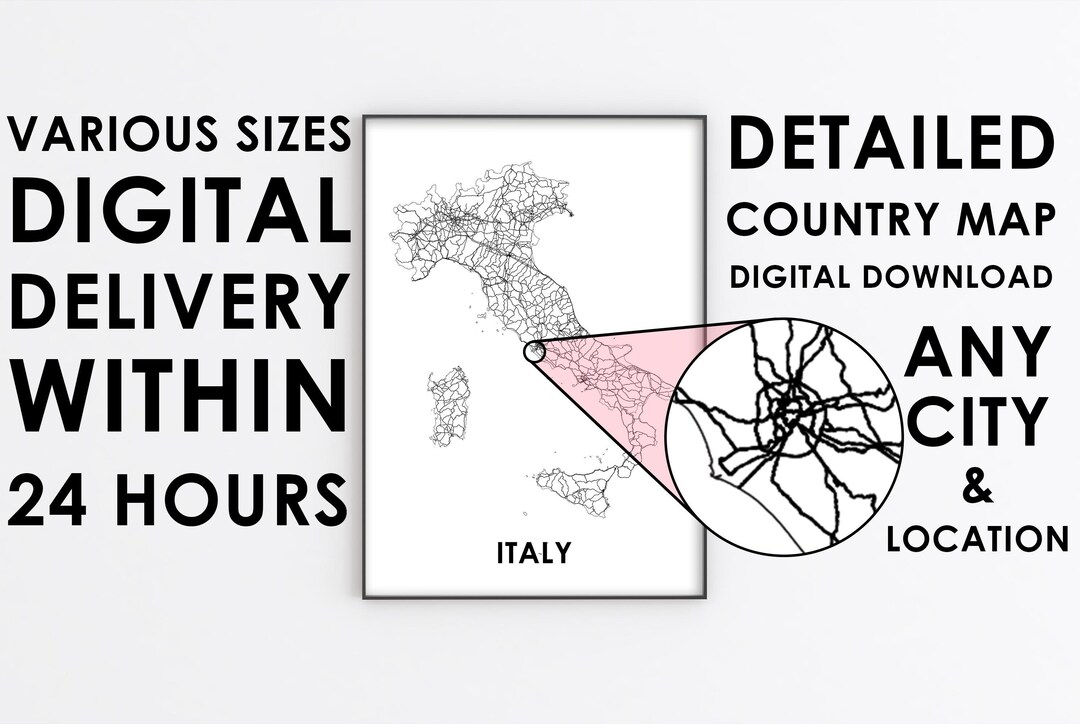 Custom Country Map Print. Digital Download. Personalized Country Map ...