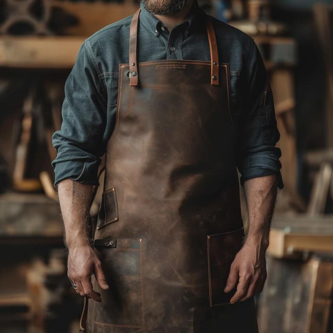 Dark Brown Full Grain Leather Apron Butcher Apron -cook Apron -BBQ ...