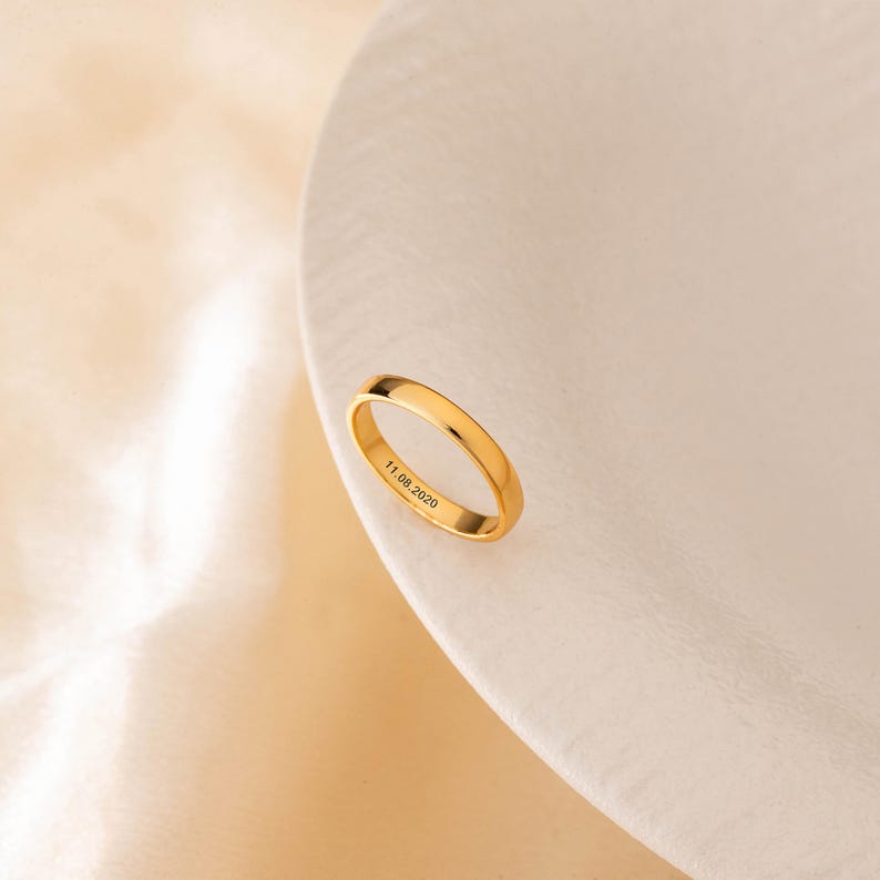Hidden Message Ring, 14k Gold Plated Name Ring, Engraved Stacking Band ...