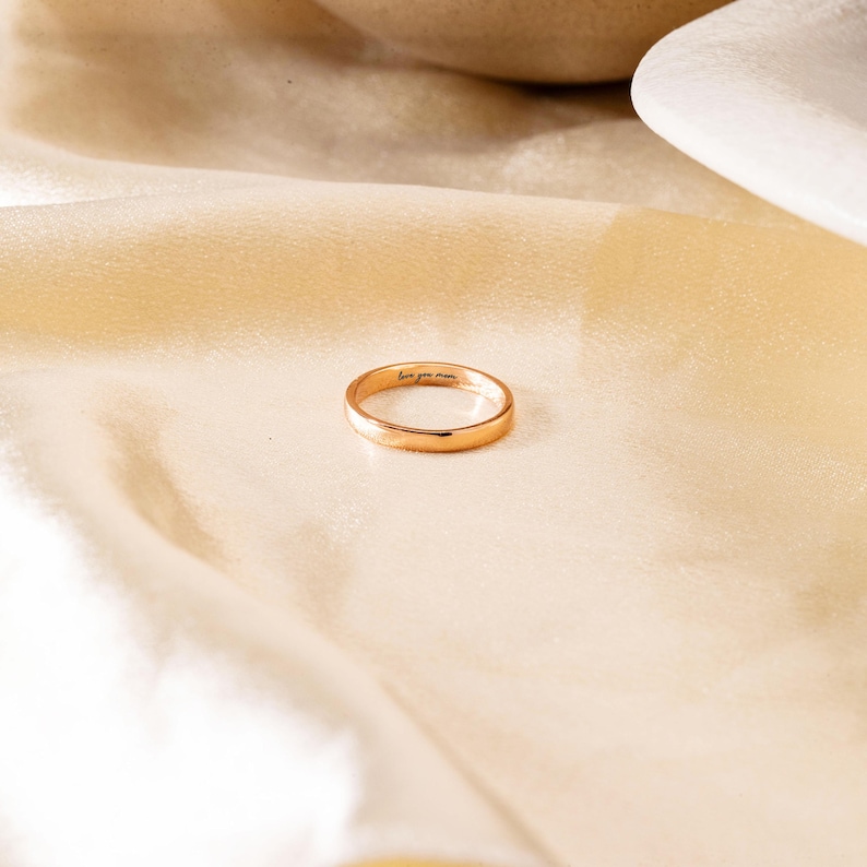 Hidden Message Ring, 14k Gold Plated Name Ring, Engraved Stacking Band ...