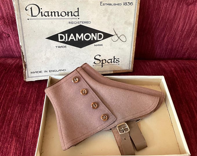 Antique Diamond Brand Men’s Spats - Dark Fawn Wool Spats With Leather ...