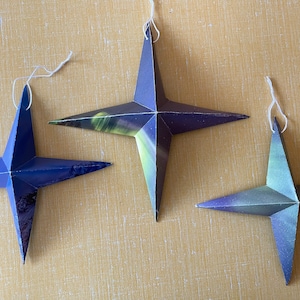 Set of Three Folded Paper Star Ornaments by Ida Northern - Etsy