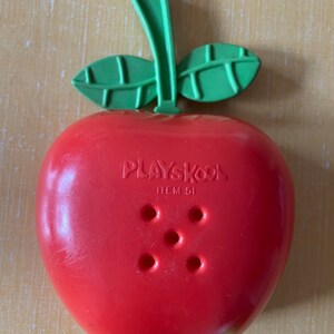Vintage Playskool Apple Rattle 51 Plastic Half Apple With Wooden Beads ...