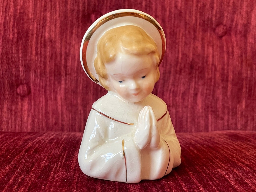 Vintage Saint With Halo Praying Figurine by ART Japan - Praying Child ...