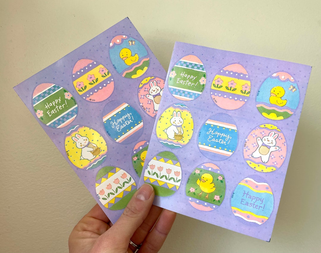 Two Sheets of Vintage Easter Egg Stickers by GGI - 1980s Stickers ...