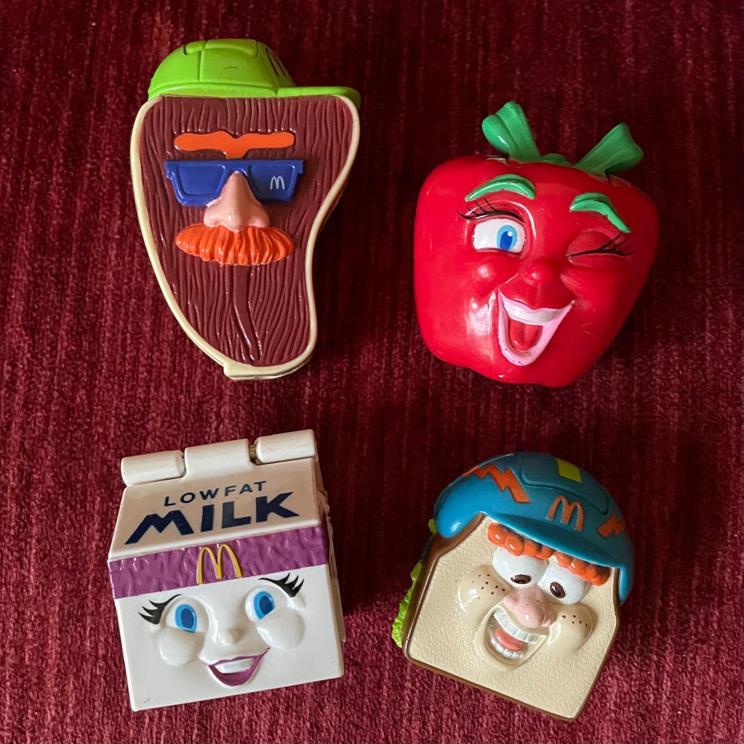 Vintage 1993 Mcdonalds Food Fundamentals Happy Meal Toys Full Set Milly ...