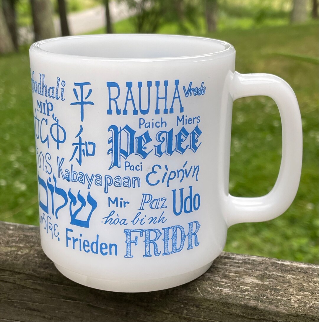 Vintage Milkglass United Nations Peace Mug Glassbake Milkglass Mug ...