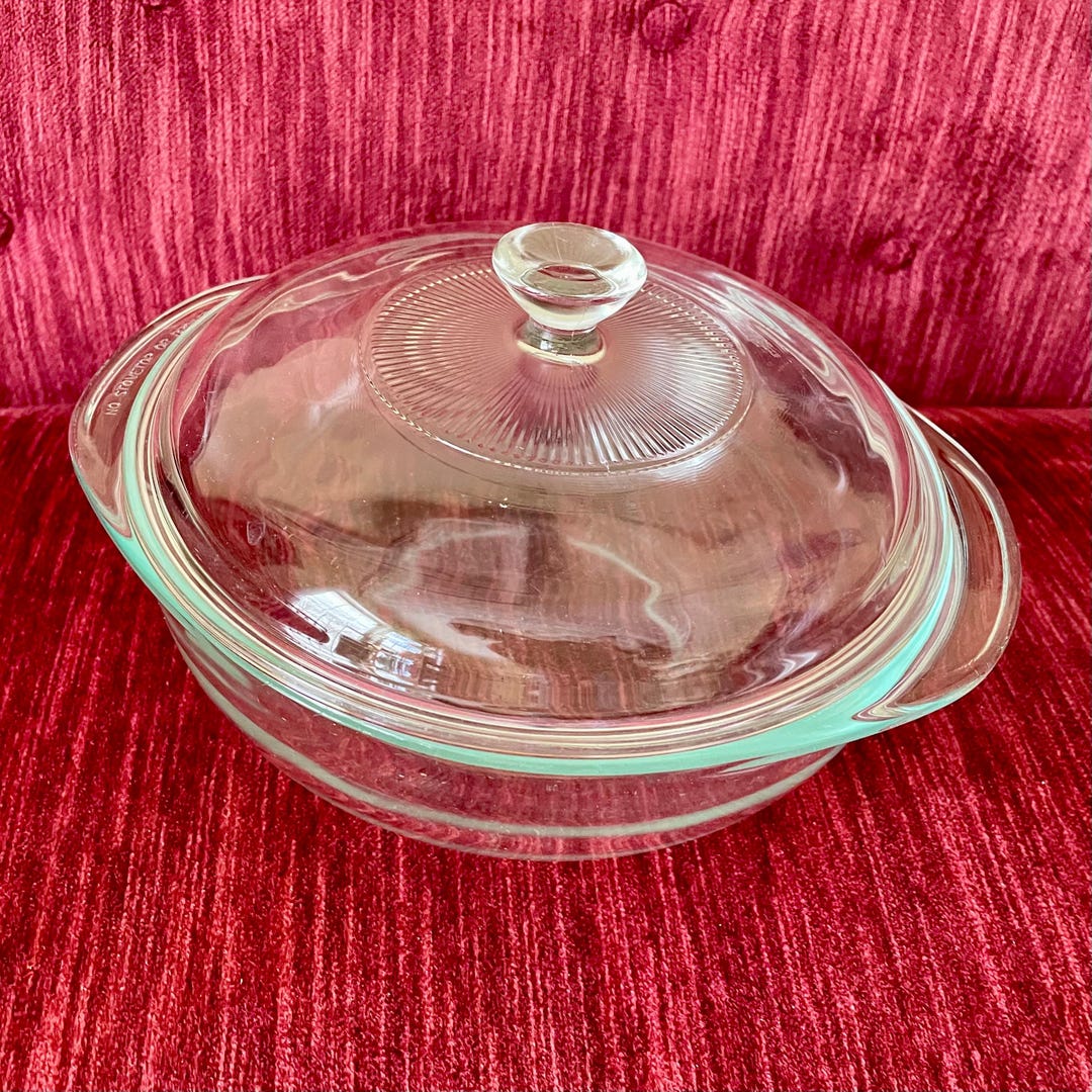 Vintage Pyrex Casserole Dish 023 With Lid - Clear Glass 1.5 Quart Round ...