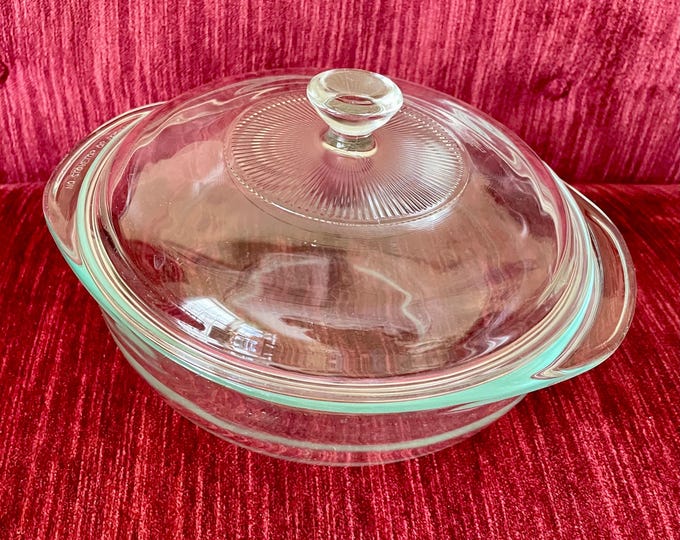 Vintage Pyrex Casserole Dish 023 With Lid - Clear Glass 1.5 Quart Round ...