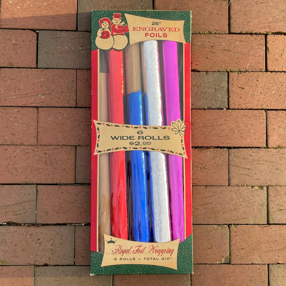 Vintage Regal Foil Wrapping Paper Box With Four Partial Rolls - Retro ...