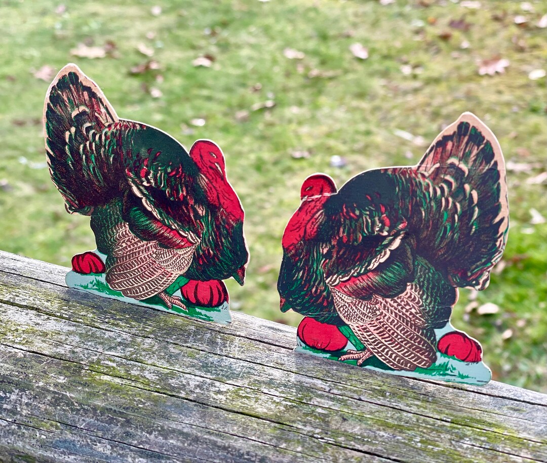 Two Vintage One Sided Diecut Turkeys - Die Cut Turkey Decor - One-sided ...