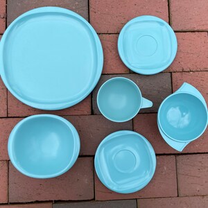 Six Pieces of Vintage Melamine Boontonware Dishes Medium Blue Melamine ...