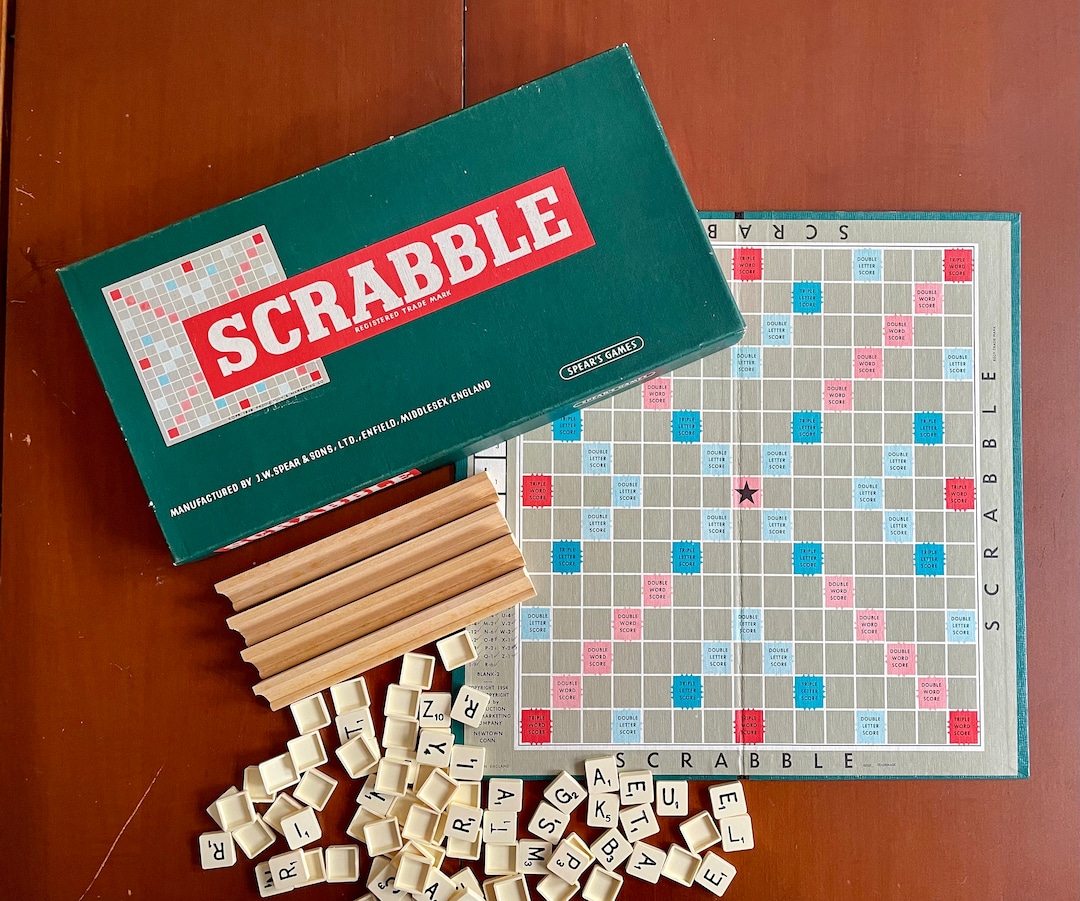 Vintage 1955 Scrabble Game With Plastic Tiles Family Board Game Retro ...