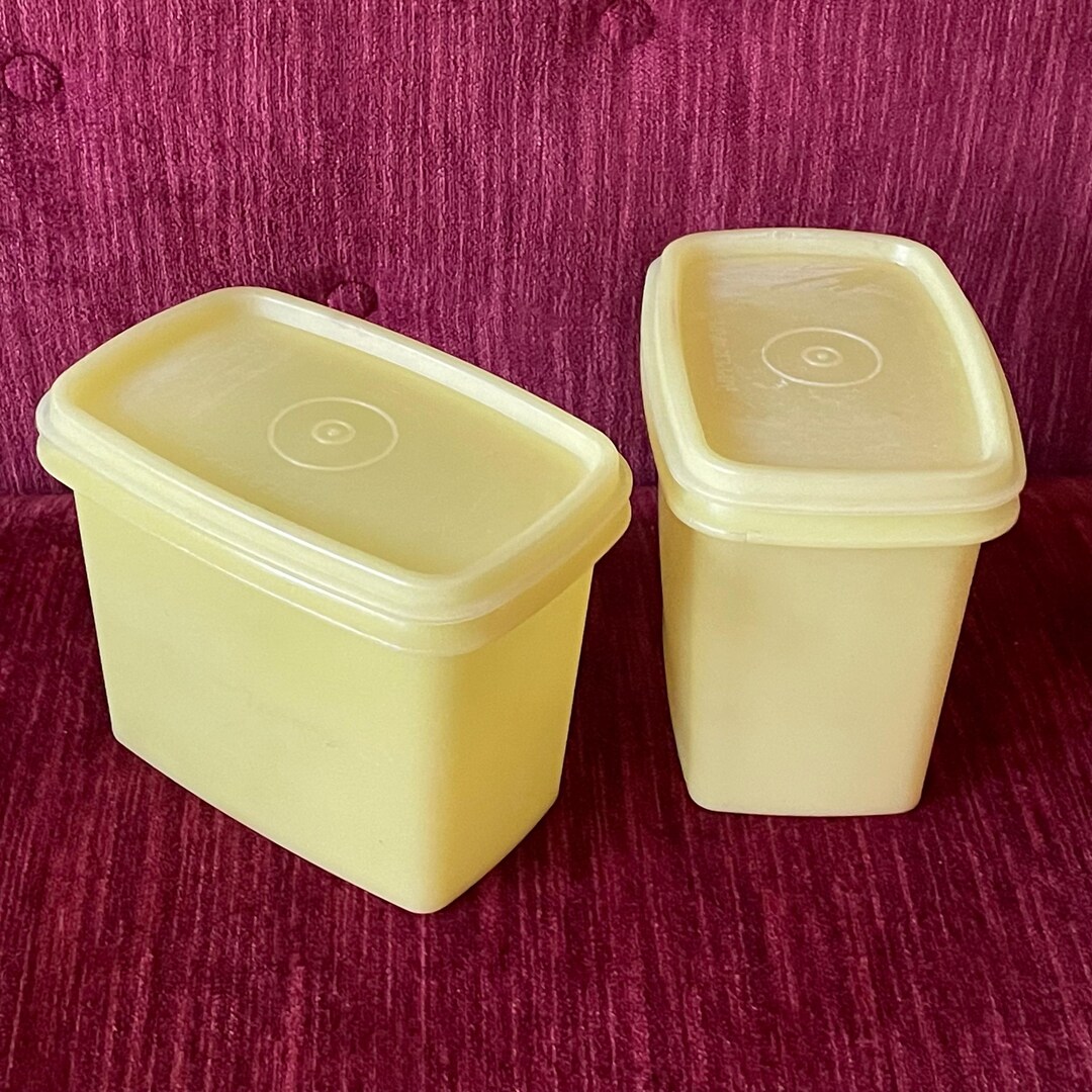 Set of 2 Vintage Tupperware Yellow Shelf Saver Rectangular Storage ...