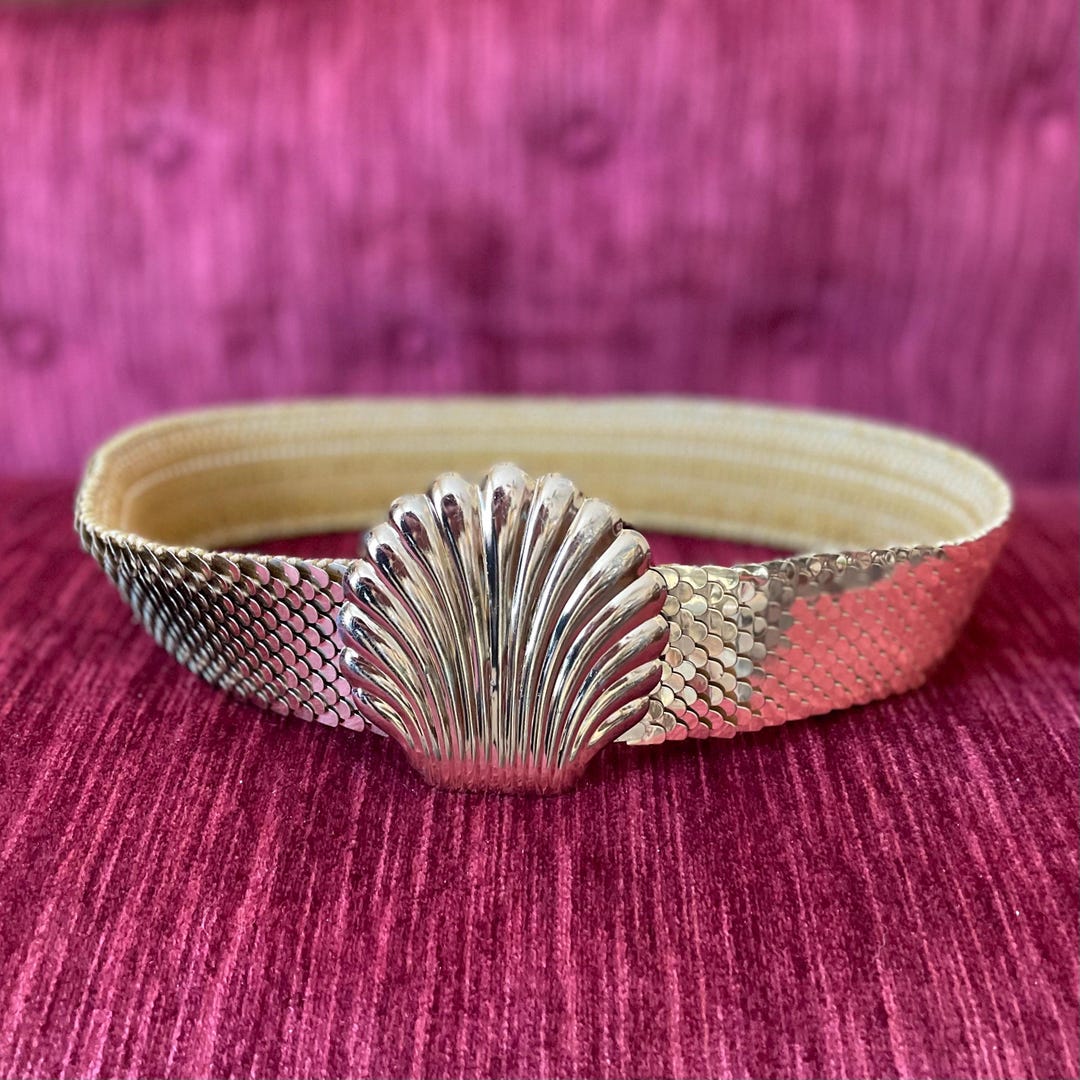 Vintage Gold Fishscale Belt With Seashell Buckle Vintage 1980s ...
