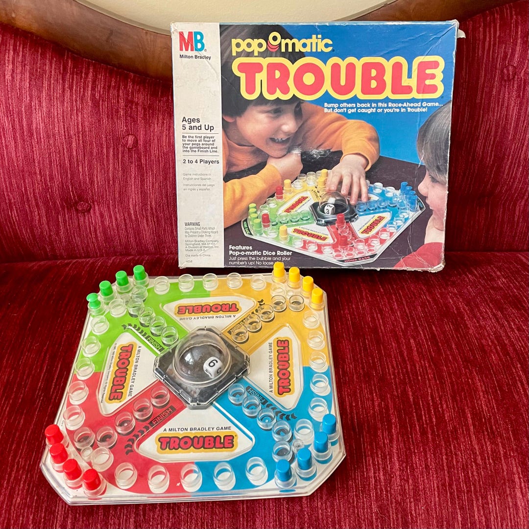 Vintage 1986 Trouble Game by Milton Bradley - Pop-o-magic Dice Roller ...