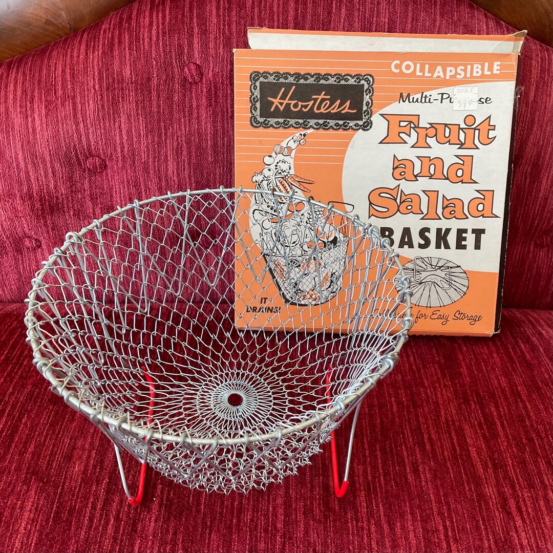Vintage Collapsible Metal Basket - French-style Basket - Midcentury ...