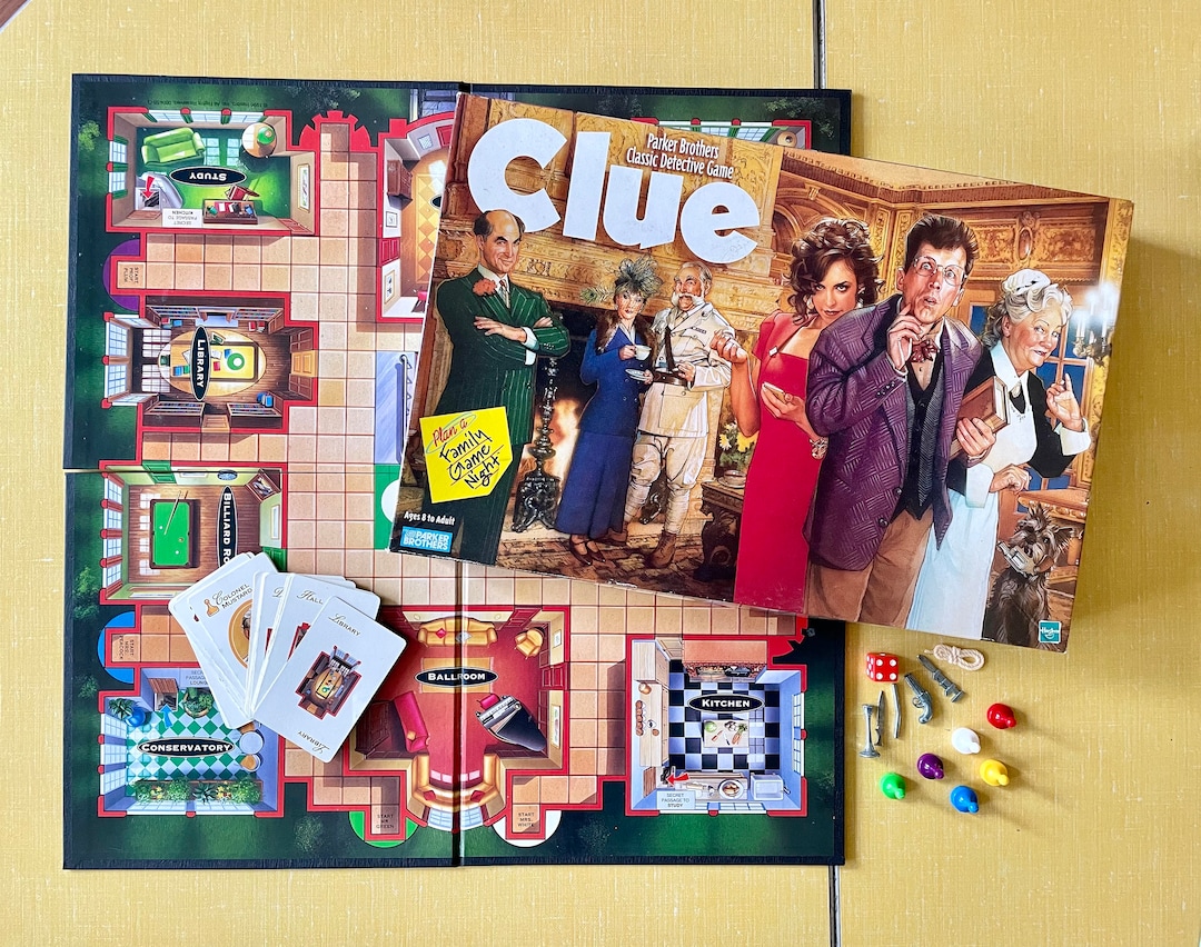 Vintage 1998 Clue Board Game by Parker Brothers Hasbro Detective Game ...