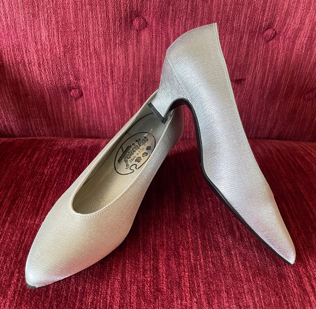 Vintage Touch Ups Metallic Silver Pumps - 2 Inch Heels - Cocktail Party ...