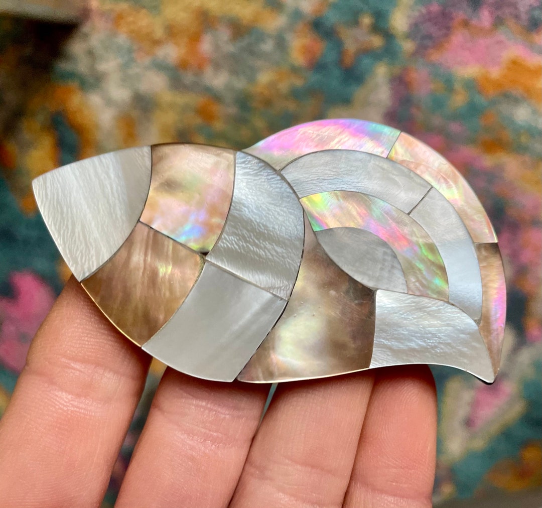 Vintage Mother-of-pearl Abalone Shell Pin Irridescent Brooch Conch ...