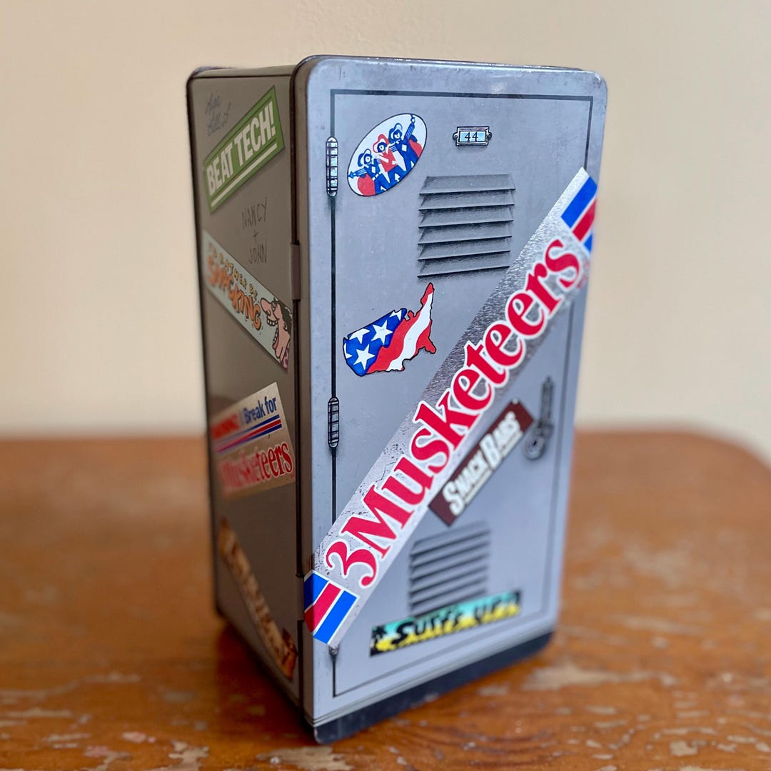 Vintage 1989 3 Musketeers Locker Shaped Tin Box - Rectangular Vintage ...
