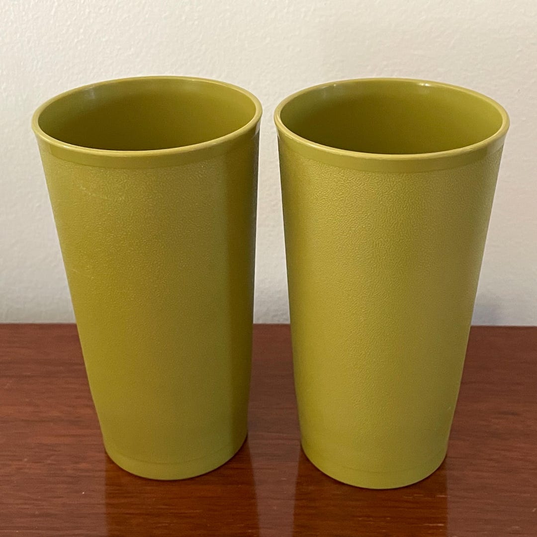 Set of Two Avocado Green Tupperware Tumblers - Harvest Colors - 70s ...