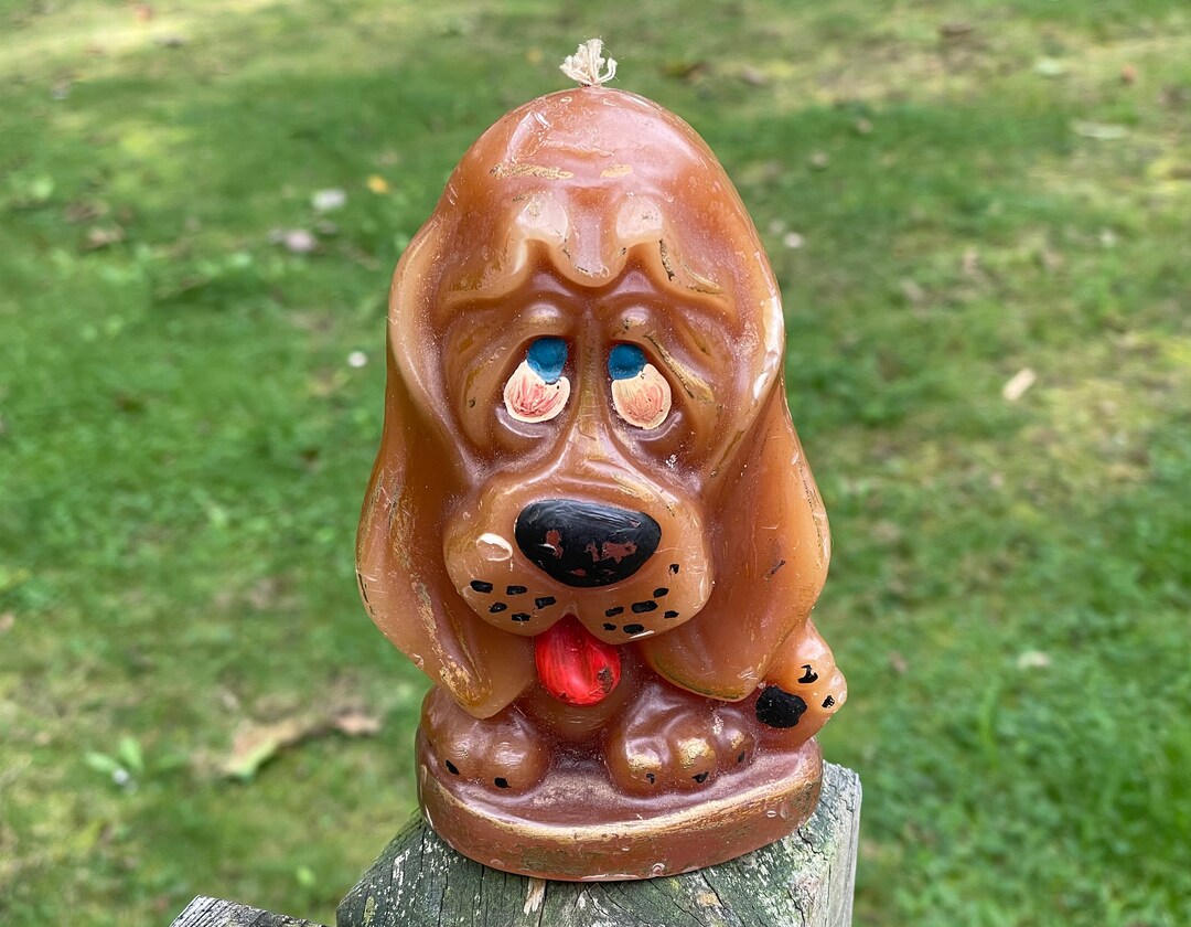 Vintage Sad Eye Dog Candle - Bloodhound Decorative Candle - 1970s ...
