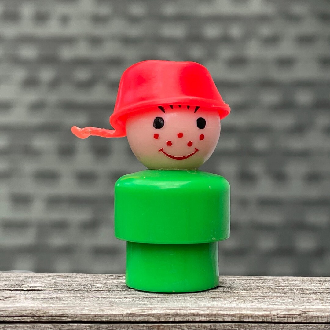 Vintage Fisher Price Little People Green Body Boy With Orange Pot on ...