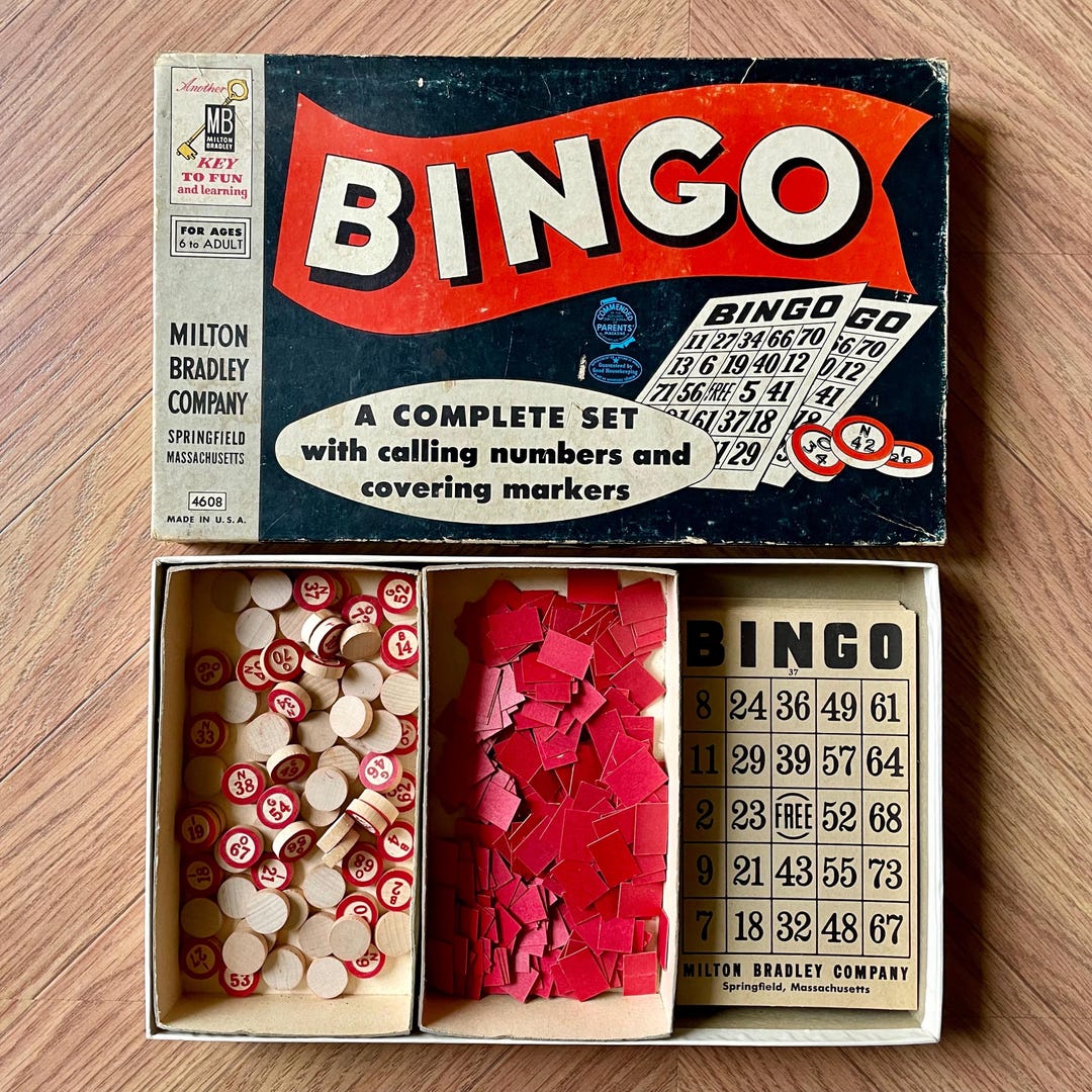Vintage Bingo Game by Milton Bradley - Vintage Game 4608 - Retro Game ...