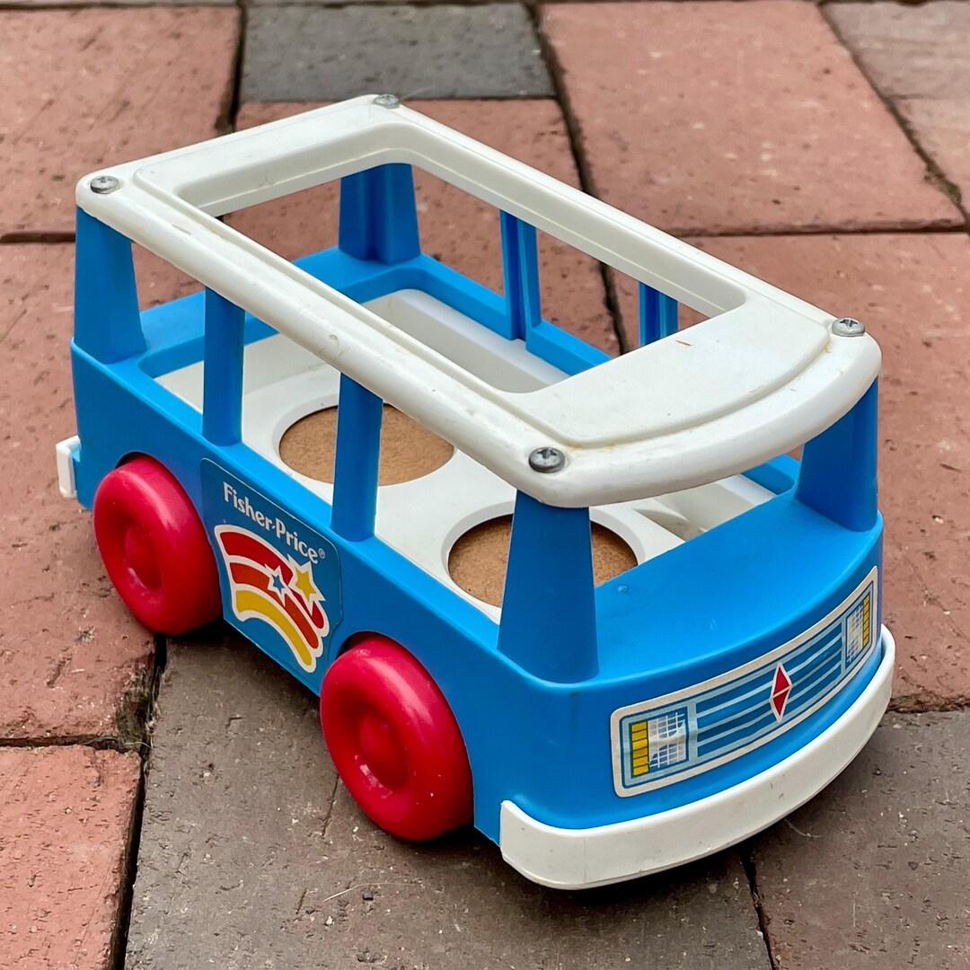 Vintage 1990 Fisher Price Mini Van - Blue and White Little People Bus ...