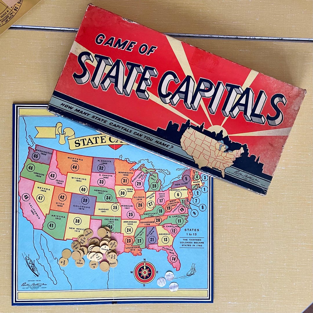 Vintage 1952 “game of State Capitals” Game - Parker Brothers ...
