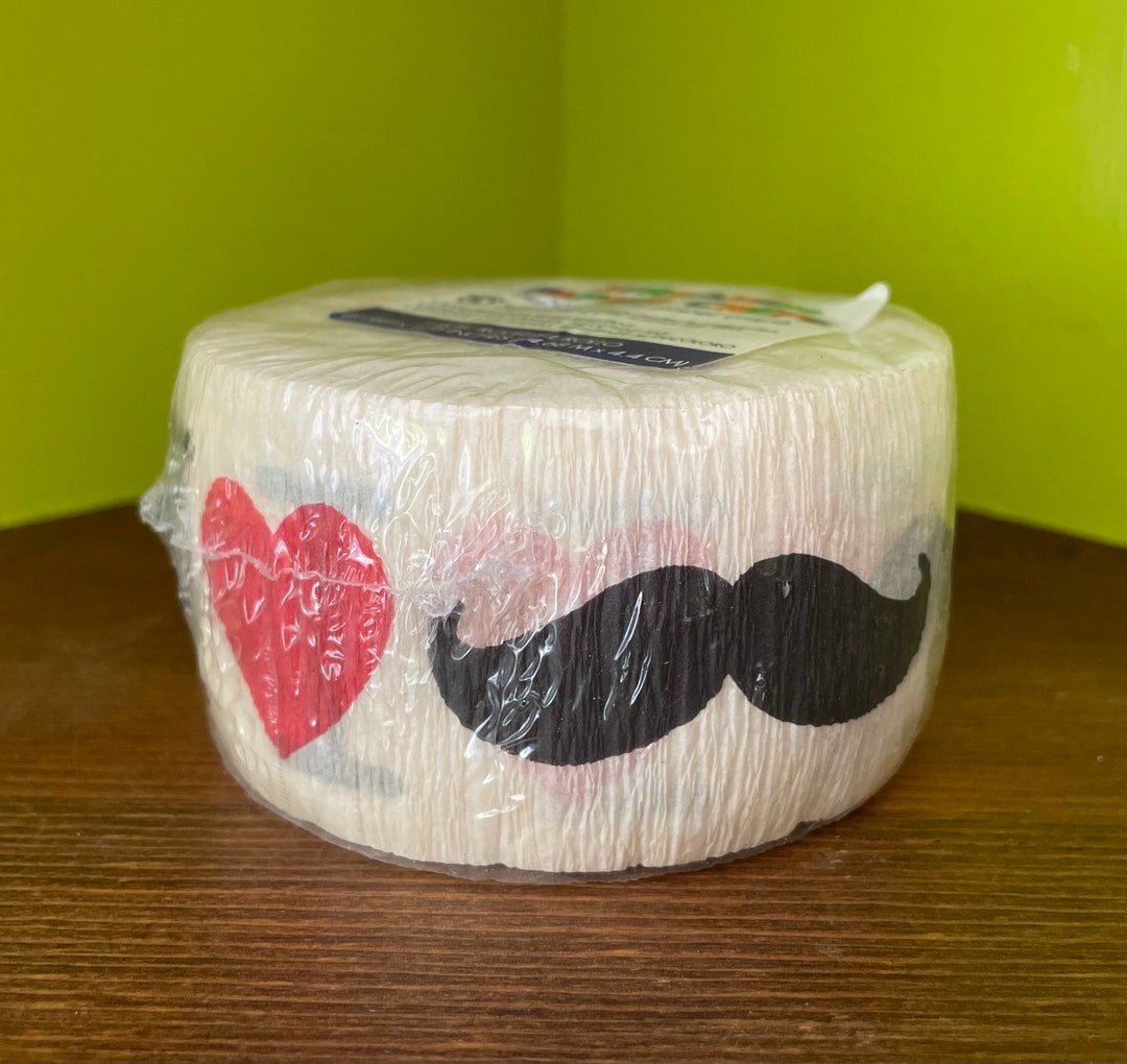 Vintage Roll of Amscan “I Heart Mustache” Crepe Paper Streamer - NOS ...